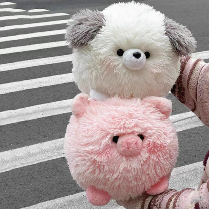 Chubby Stuffed Animal Plush Hugging Pillow - Fluffy Dog, Fluffy Pig ...