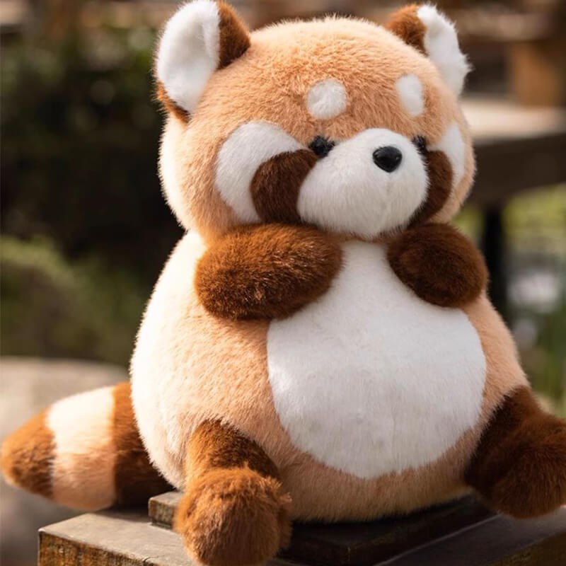 Chubby Stuffed Red Panda Plush Toy, Round Red Panda Plushies – KEAIART