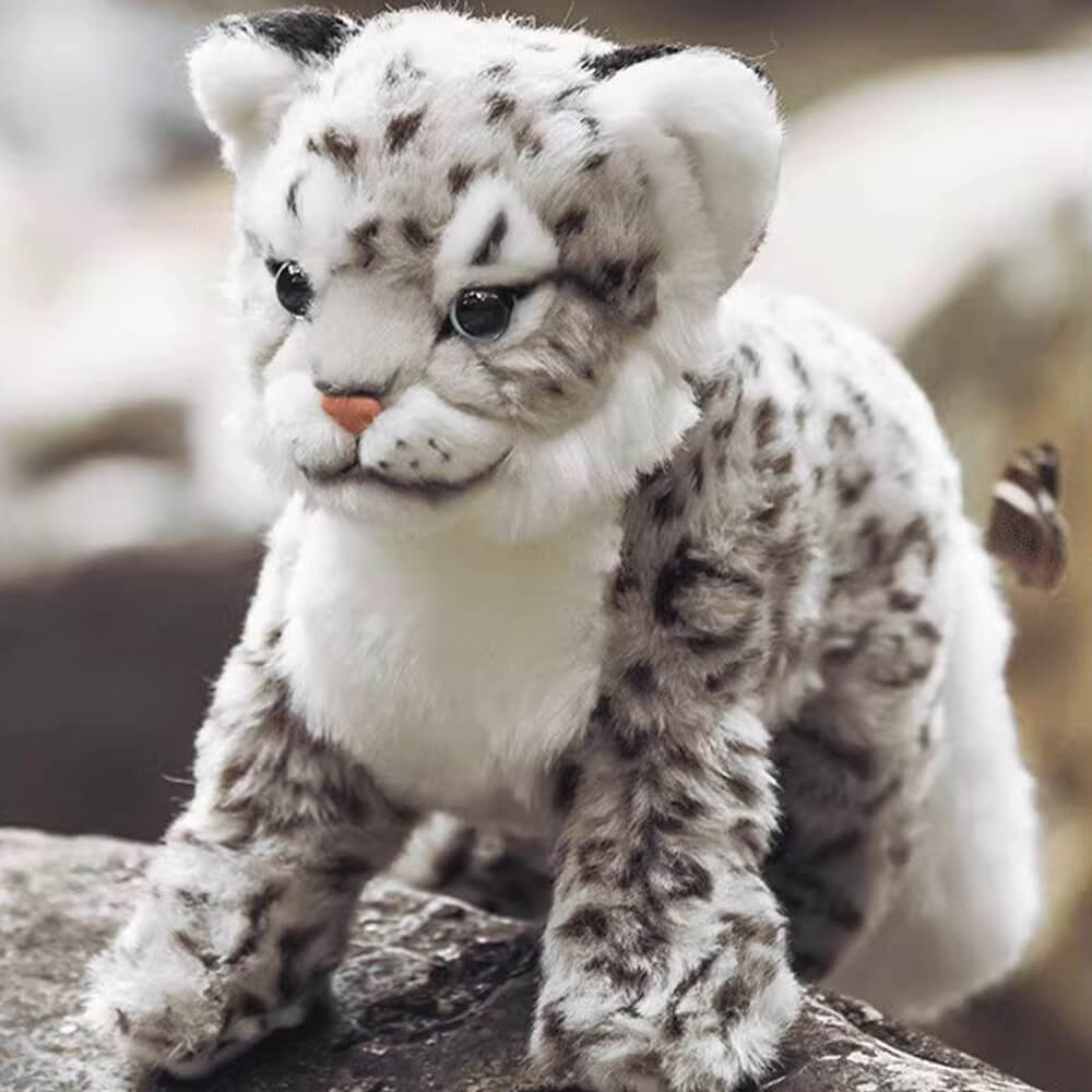 Realistic Snow Leopard Cub Stuffed Plush Toy, Leopard Plushies – KEAIART