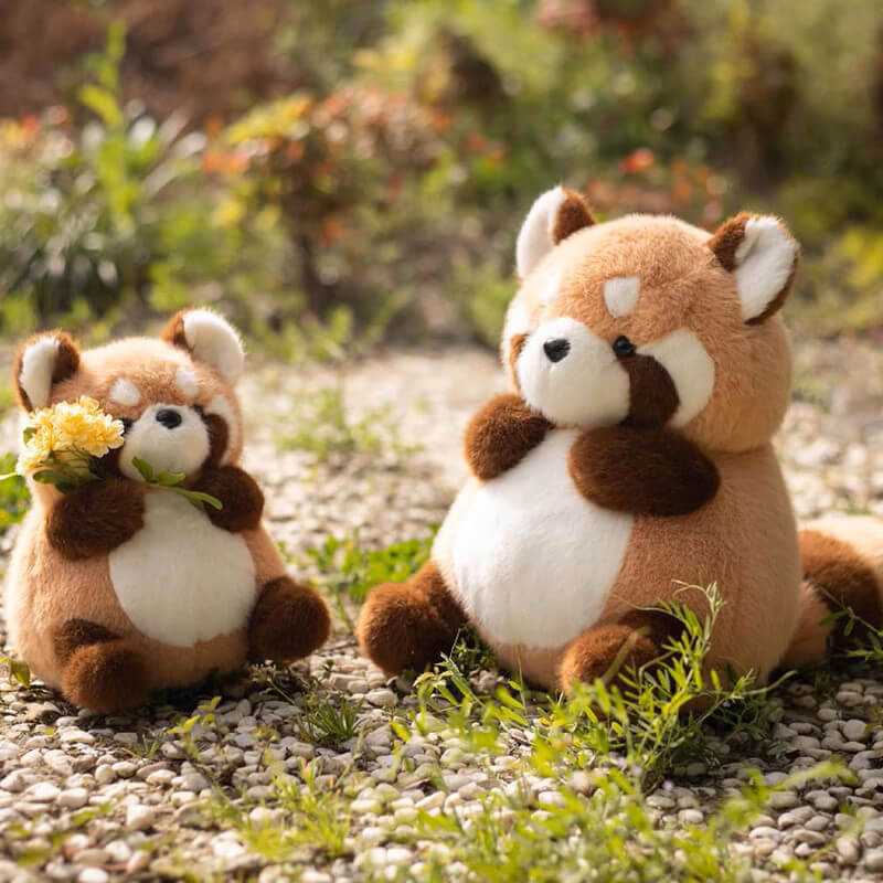 Chubby Stuffed Red Panda Plush Toy, Round Red Panda Plushies – KEAIART