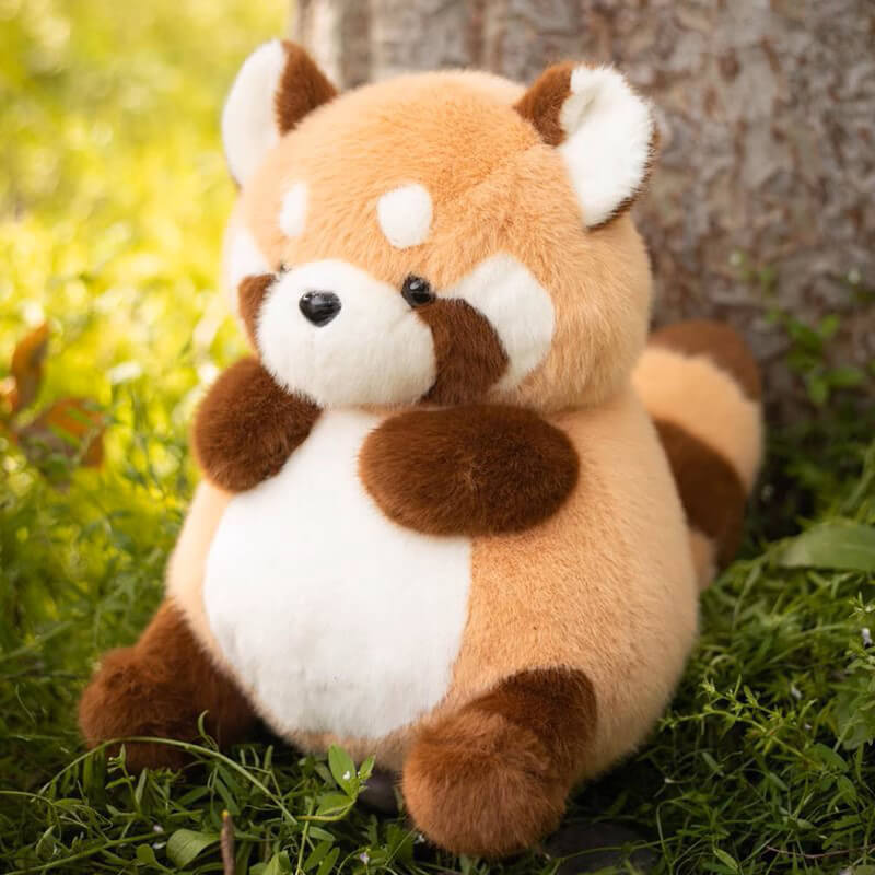 Chubby Stuffed Red Panda Plush Toy, Round Red Panda Plushies – KEAIART
