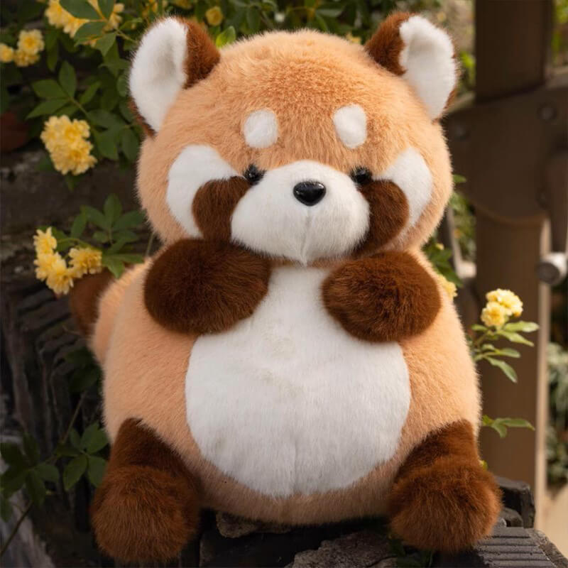 Chubby Stuffed Red Panda Plush Toy, Round Red Panda Plushies – KEAIART