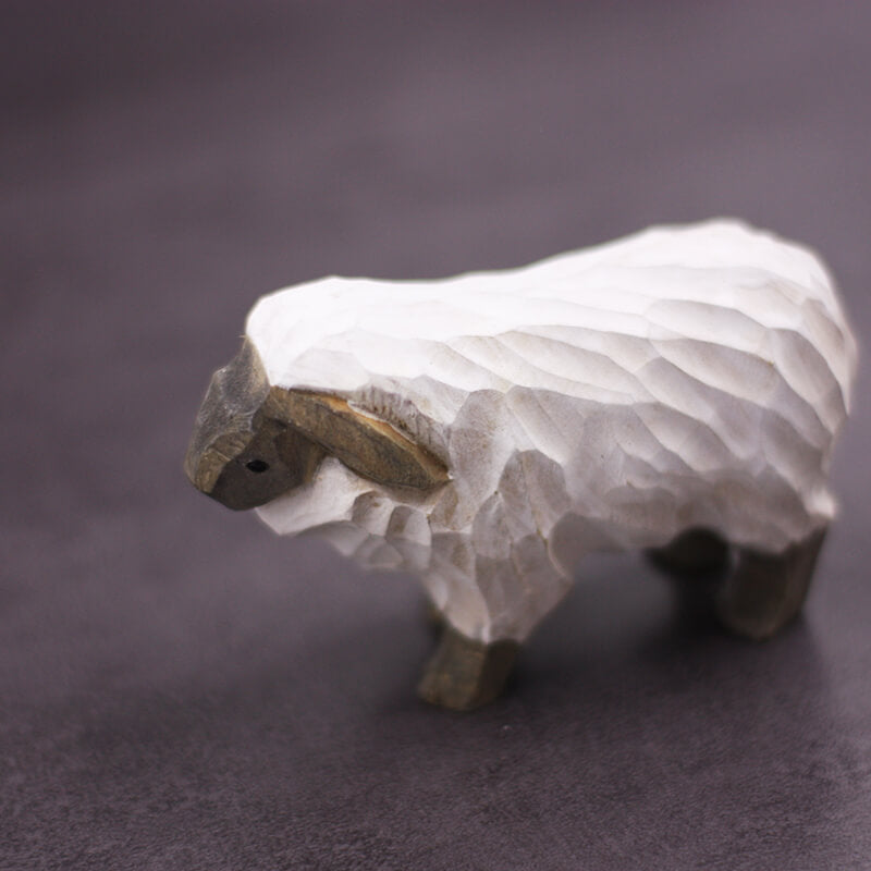 Handmade Carved Wooden Sheep Figurine – KEAIart
