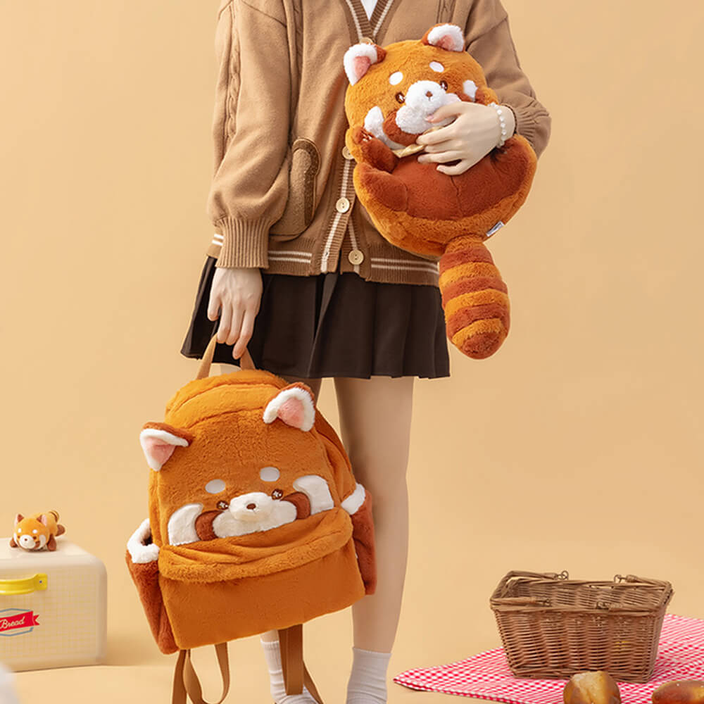 Red Panda Fluffy Backpack, Animal Book Bag – KEAIART