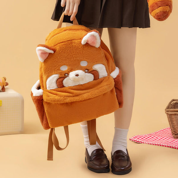 Red Panda Fluffy Backpack, Animal Book Bag – KEAIART