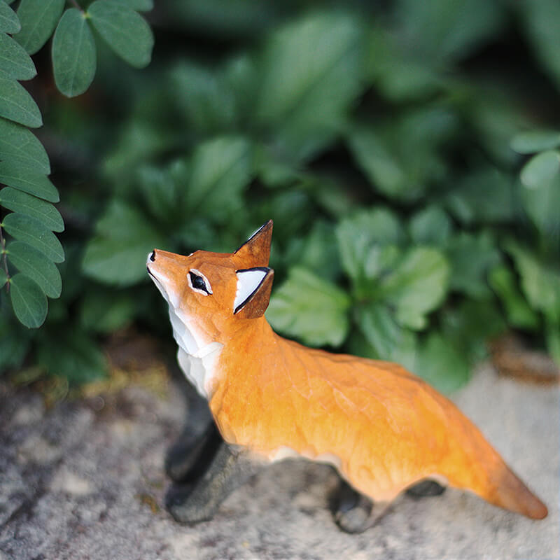 Handmade Carved Wooden Red Fox Figurine – KEAIART